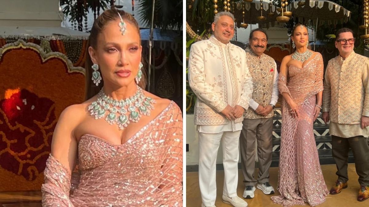 Jennifer Lopez turns heads in a stunning saree by Manish Malhotra at Netra Mantena's wedding ...