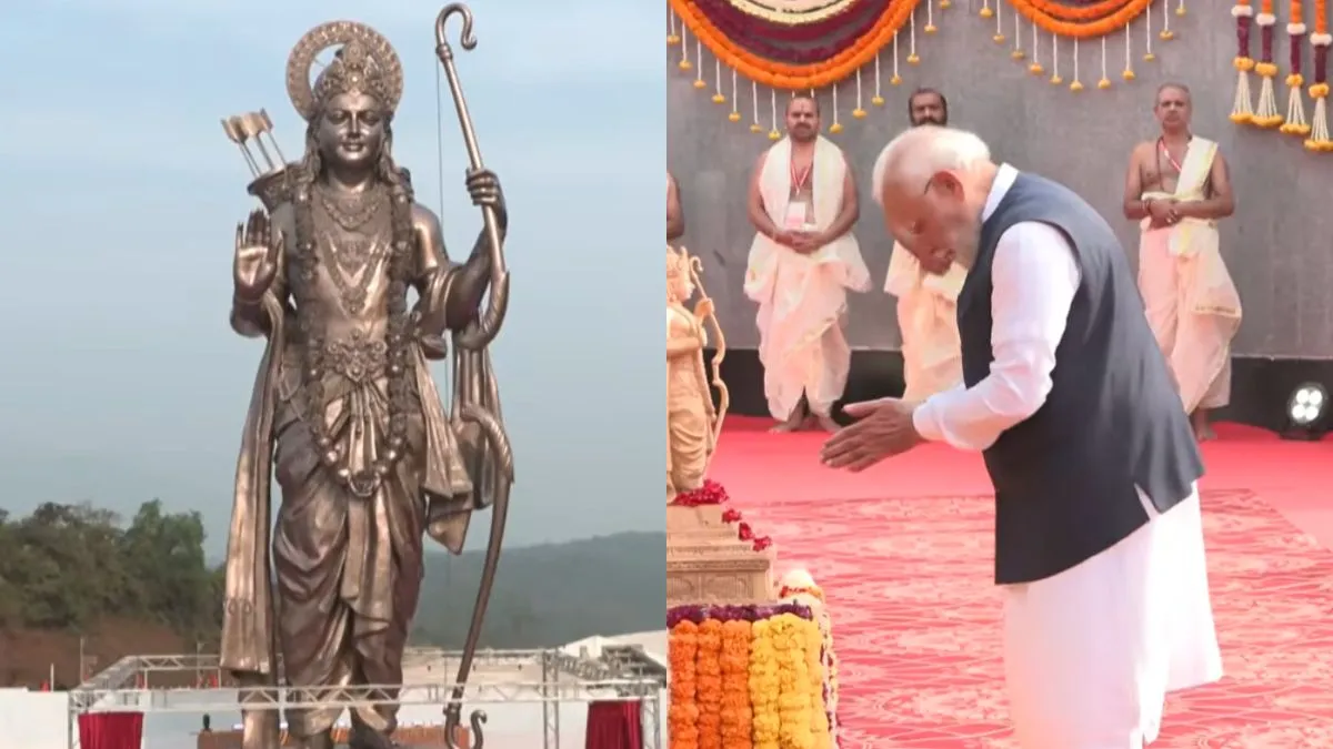 PM Modi unveils 77-feet tall statue of Lord Ram in South Goa | WATCH ...