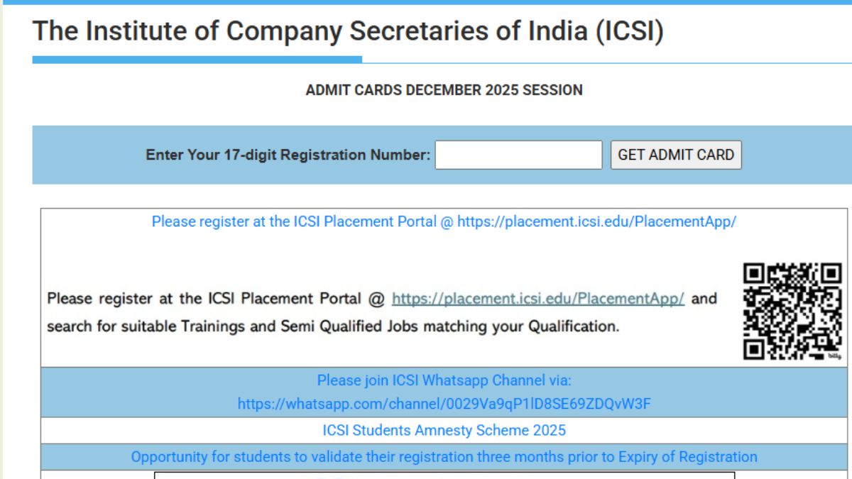 ICSI CS admit card 2025 out at icsi.edu; how to download | Education News – India TV