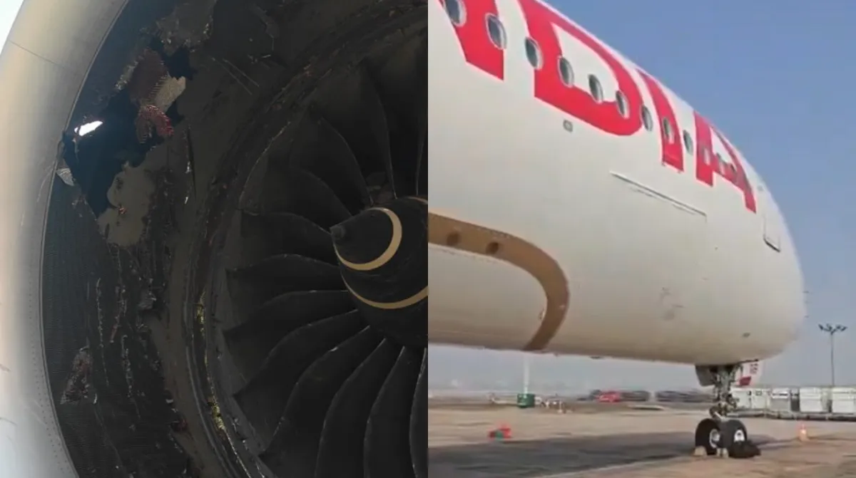 Air India aircraft suffers damage at Delhi Airport after engine sucks ...