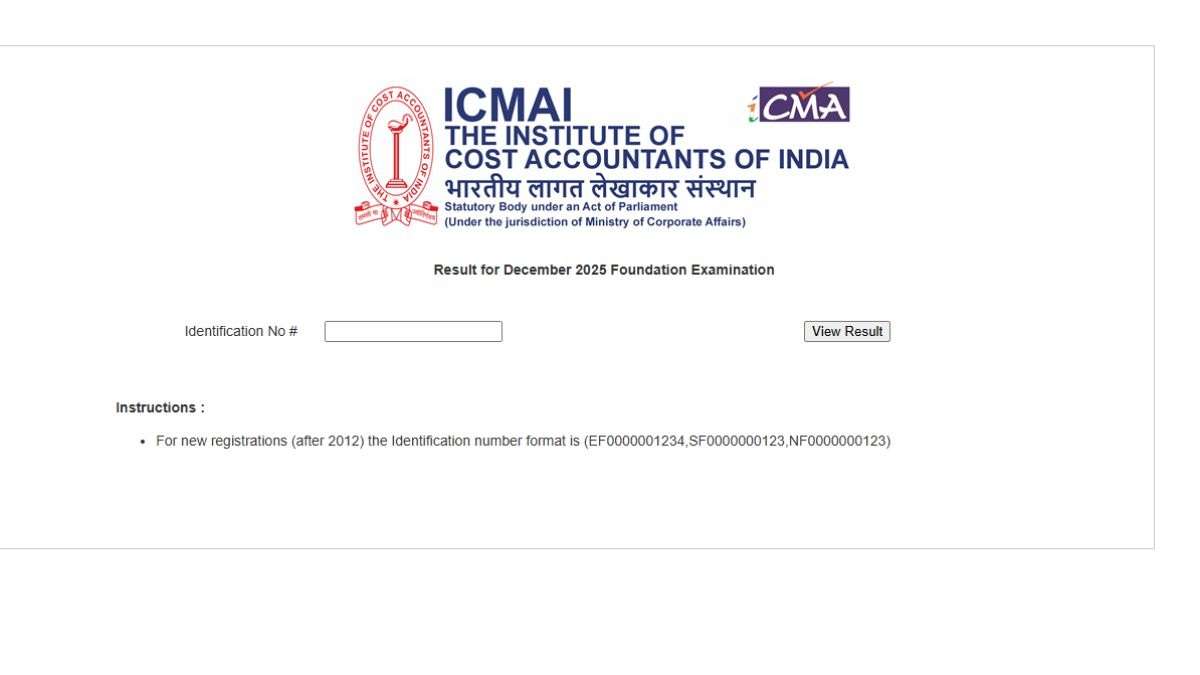 ICMAI CMA Foundation December Result 2025 out at icmai.in; how to ...