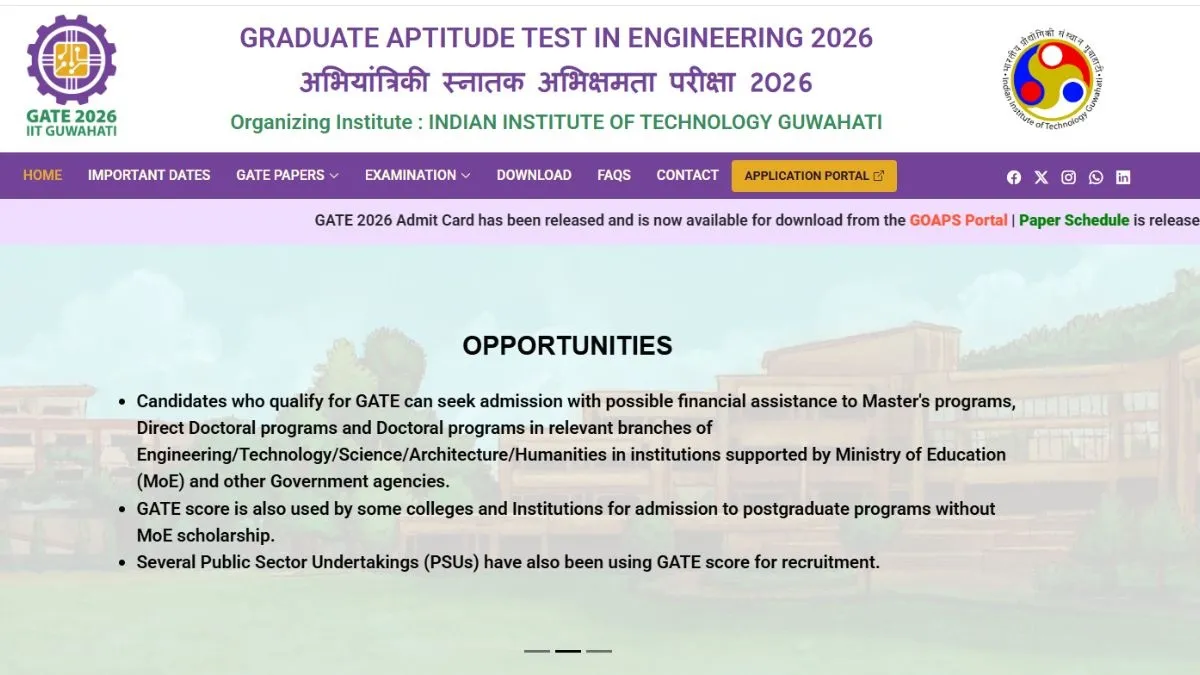 GATE hall ticket 2026 out at gate2026.iitg.ac.in; know how to download ...