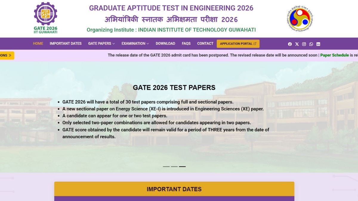 GATE admit card 2026 (OUT TODAY?): GATE hall ticket at gate2026.iitg.ac ...