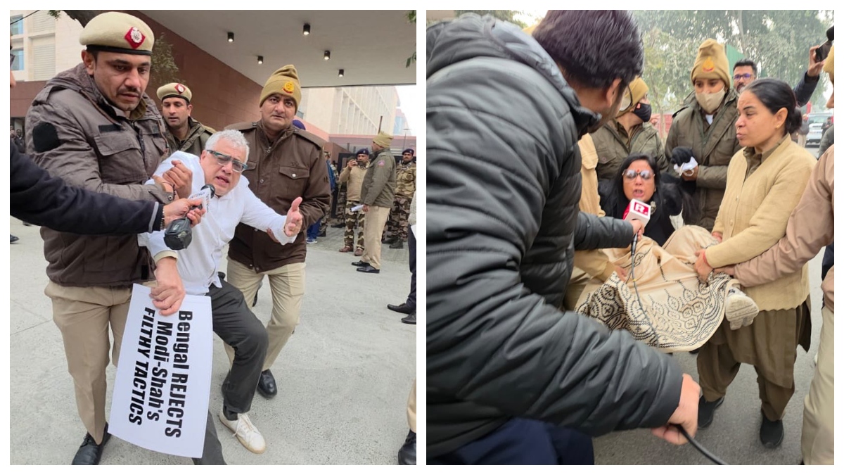 TMC MPs, including Mahua Moitra, detained by police as they hold ...