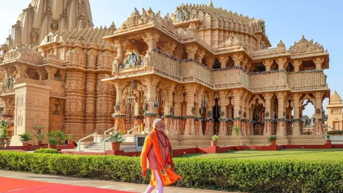 PM Modi in Gujarat's Somnath for 'Swabhiman Parv' to celebrate India's ...