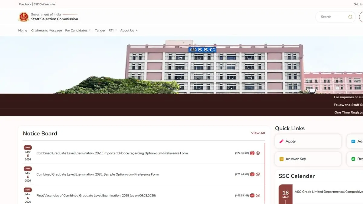 SSC JE result 2026 out at ssc.gov.in; over 15,000 candidates ...