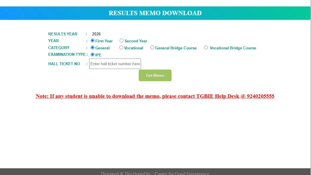 TS Inter marks memo 2026 links activated at tgbie.cgg.gov.in Live ...