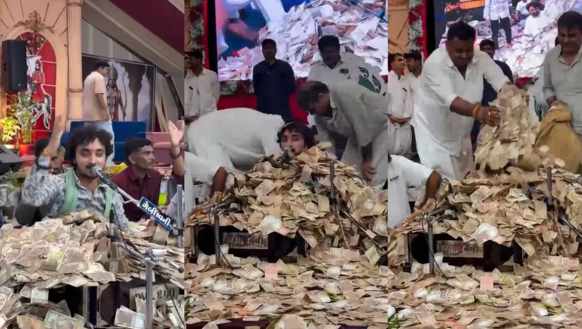 WATCH: Folk singer showered with piles of cash during devotional event ...
