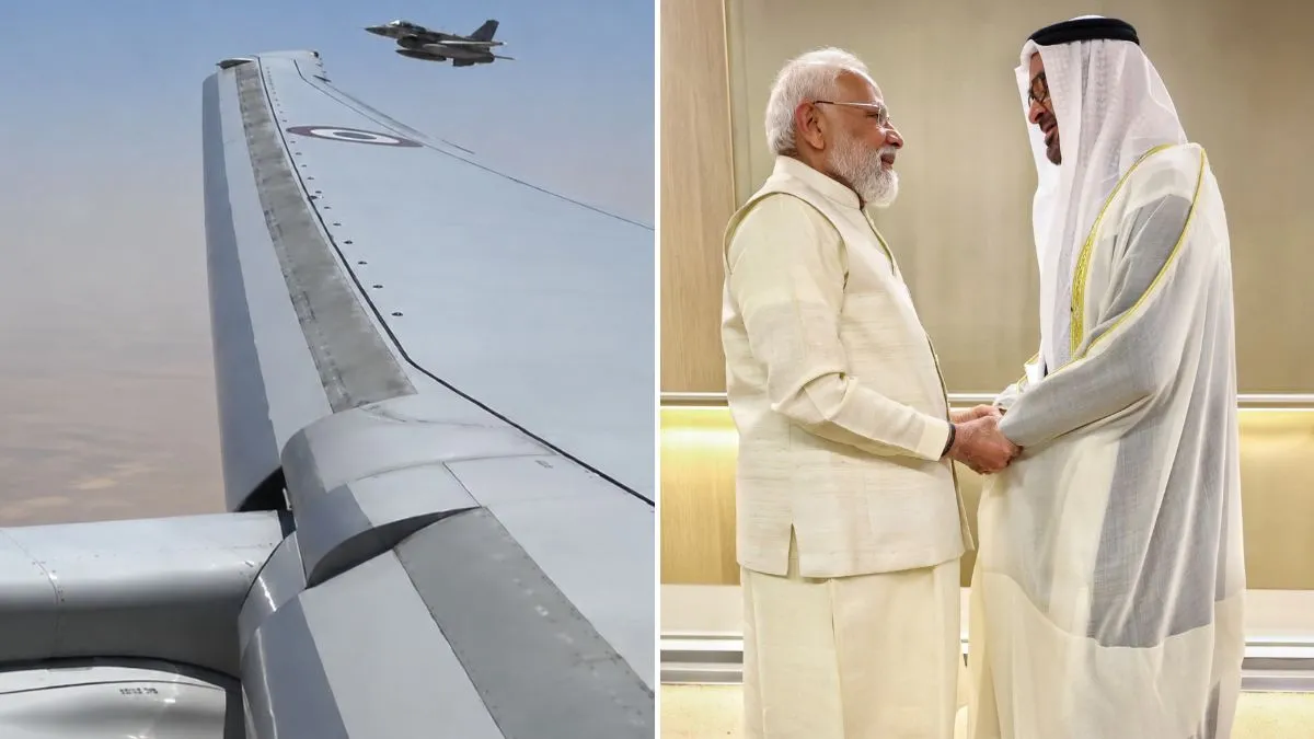 F-16 fighter jets escort PM Narendra Modi's aircraft as it enters UAE's ...