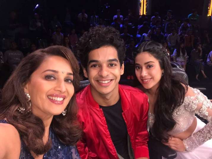 Dhadak actor Janhvi Kapoor, Ishaan Khatter pose with ‘Dhak Dhak’ girl ...