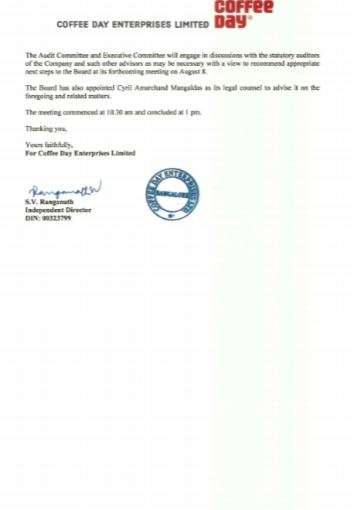 After VG Siddhartha's death, SV Ranganath appointed interim chairman of ...