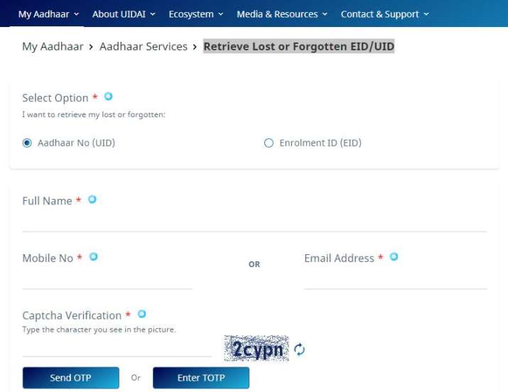 Simple Steps To Retrieve Lost Or Forgotten Aadhaar Uid Enrolment Id
