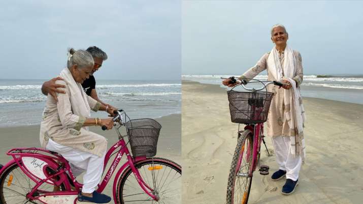 Milind Soman teaching his 83-year-old mother to ride bicycle leaves ...