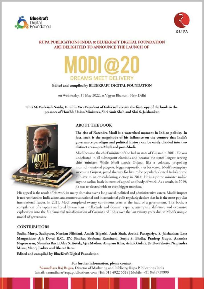 'Modi @20: Dreams Meet Delivery': Book on PM's life launched in Delhi ...