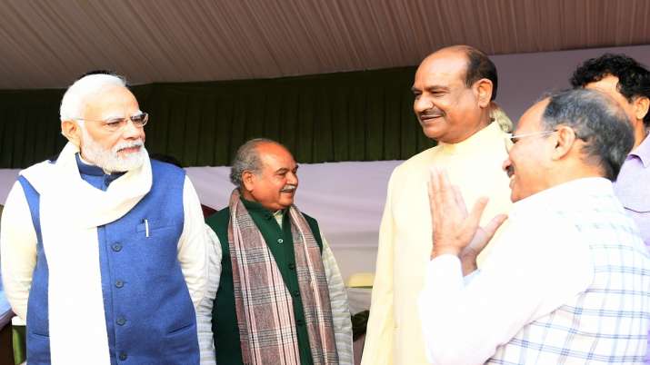 Parliament millets lunch Photos PM Modi Kharge share table amid dog ...