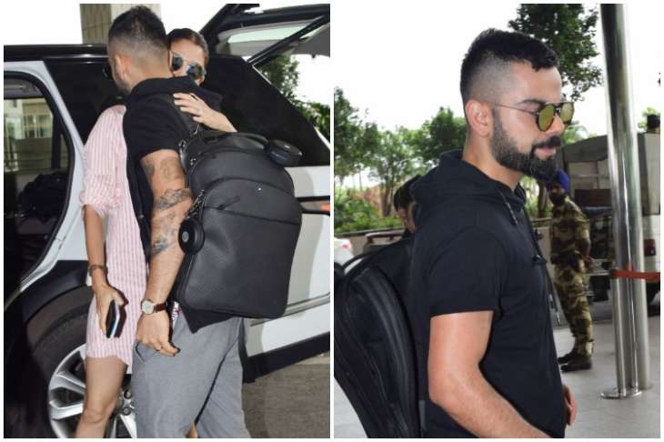 Anushka Sharma gives warm hug to Virat Kohli as he takes off to Delhi ...