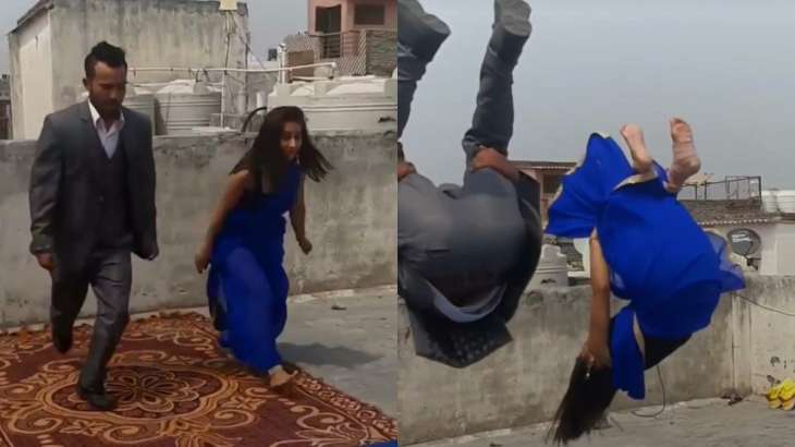 Girl performs backflip in saree and leaves netizens amazed. Video goes ...