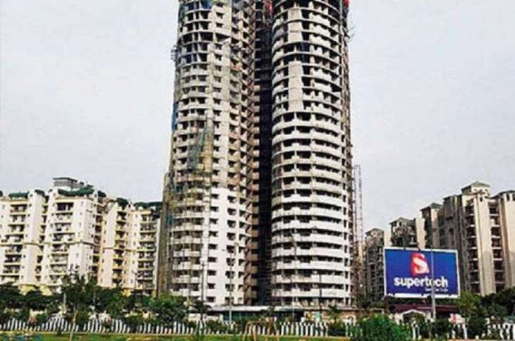 Noida twin tower demolition: One of towers fully rigged with explosives ...
