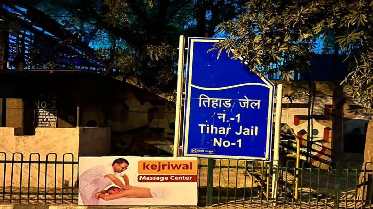 'Kejriwal Massage Center' posters surface outside Tihar after ED ...