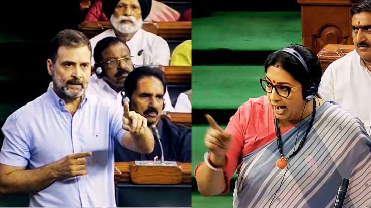 'Obscene and misogynistic': Smriti Irani attacks Rahul Gandhi over his alleged 'flying kiss ...