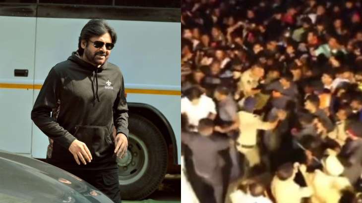 Pawan Kalyan rescues police officer trapped in crushing crowd, video viral | WATCH | Celebrities ...