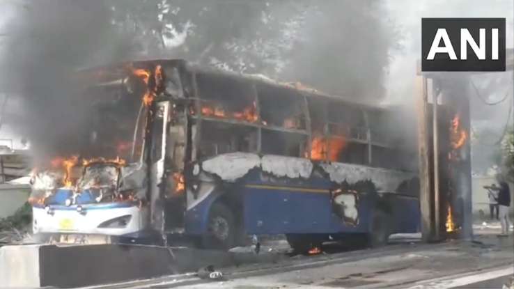 Watch: Fire engulfs bus at service station in Gujarat's Morbi ...
