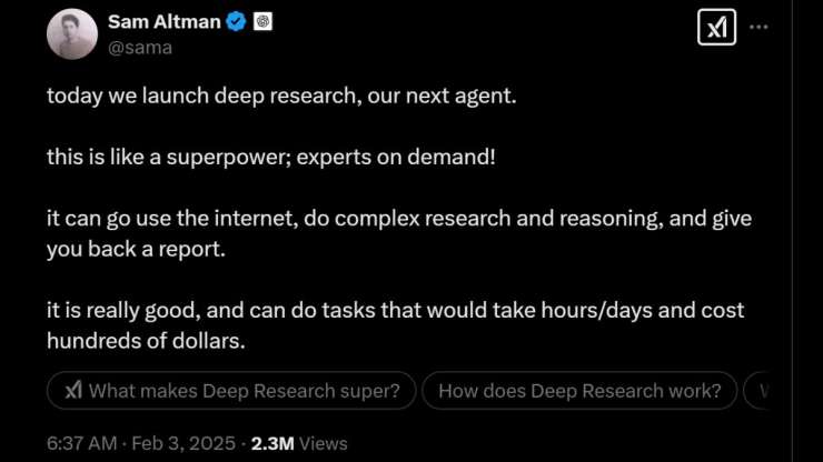ChatGPT challenges DeepSeek R1, by launching Deep Research AI ...