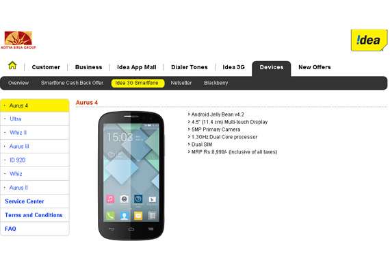 Idea Cellular launches dual-sim smartphone Aurus 4 for Rs 8,999 | India ...