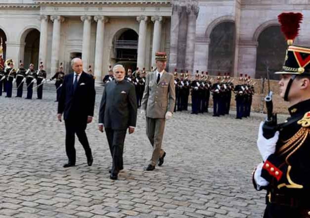 Narendra Modi, who is in France on the first leg of a three nation ...