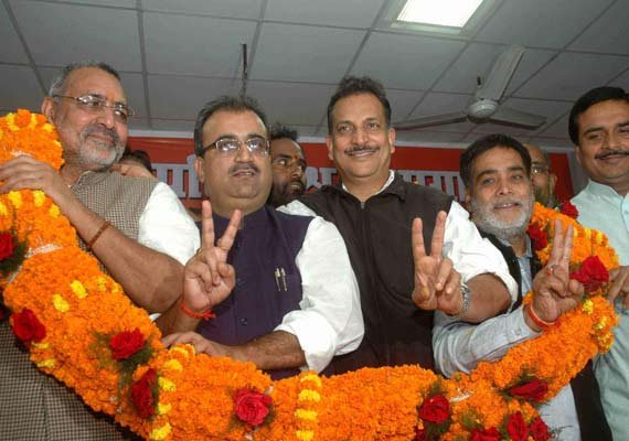 Rajiv Pratap Rudy and two other union ministers from Bihar felicitated ...