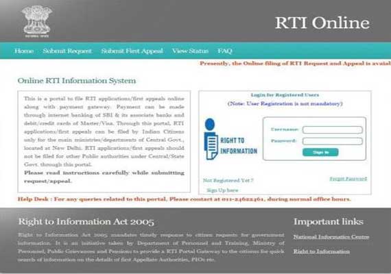 Govt Launches Portal To File Rti Applications Online India News