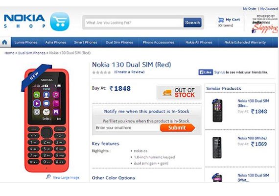 Nokia 130 dual-SIM feature phone launched at Rs 1,848 | India News ...