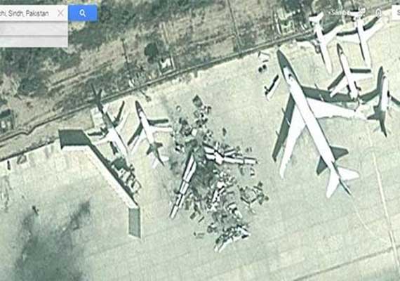 Google Maps satellite images show a plane blown to bits at Karachi ...