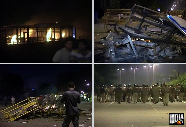 Mob on rampage in Mayur Vihar; police booth, vehicles torched ...